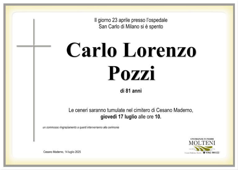 Carlo Lorenzo PozziClasse 1944 – Onoranze Molteni